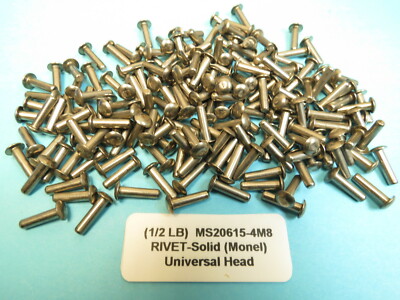 MS20615-4M8 MONEL Solid Rivet Universal Head Aircraft Aerospace Lot = 1 ...