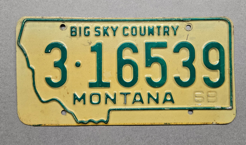 🐾 1968 MONTANA "PASSENGER" LICENSE PLATE (3-16539) YELLOWSTONE COUNTY ...