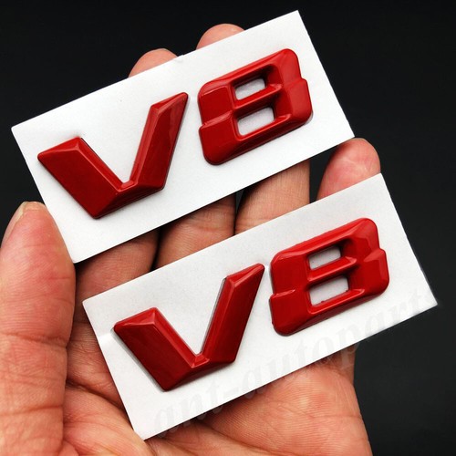2x Metal Red V8 Car Side Emblem Badge Decals Sticker V12 Biturbo 4matic ...