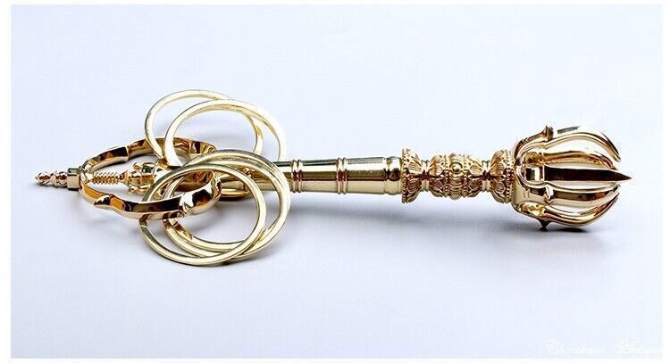 Shingon Buddhist Khakkhara 5-pronged 6-Perfections Vajra Shakujo Staff ...