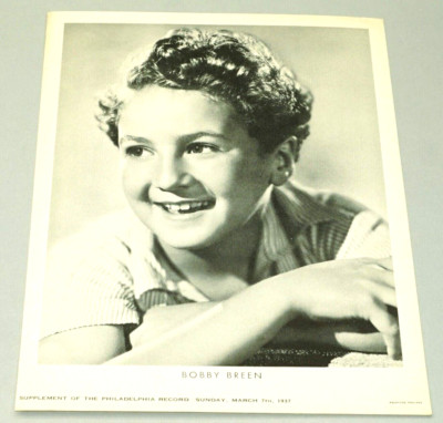 M23 1937 Philadelphia Record BOBBY BREEN supplement movie photo premium ...