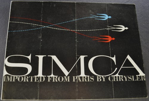 1959 Simca Brochure Folder Aronde Oceane Plein Ciel Sedan Wagon ...
