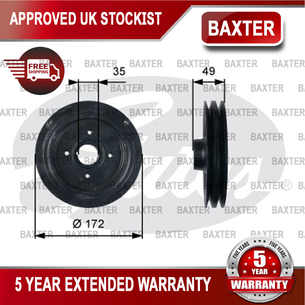 Fits Mitsubishi L200 2.4 D 2.5 TD 2.5 TDi Baxter Crankshaft Pulley #1 ...