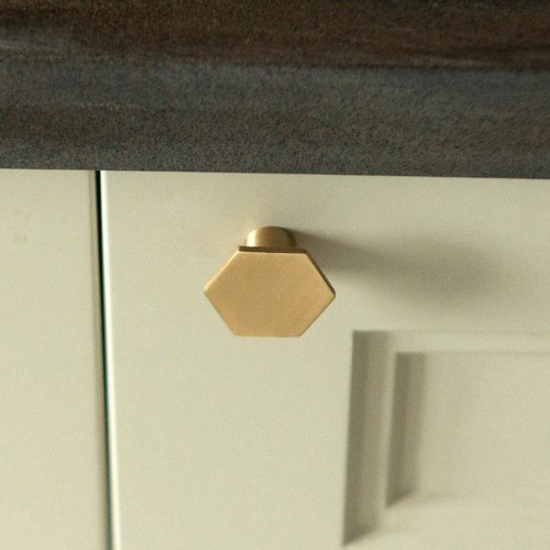 Brass Hexagon Kitchen Cabinet Drawer Dresser Knobs Gold Cupboard ...