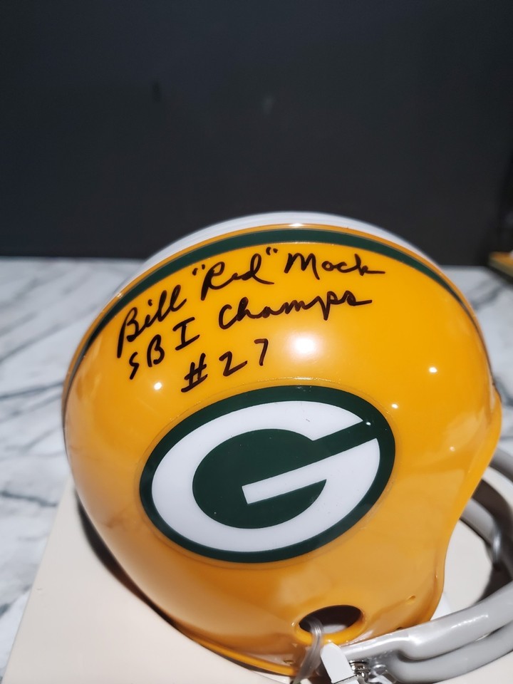 Packers BILL "RED" MACK #27 Signed 2-Bar Mini Helmet Auto w/ SB I ...