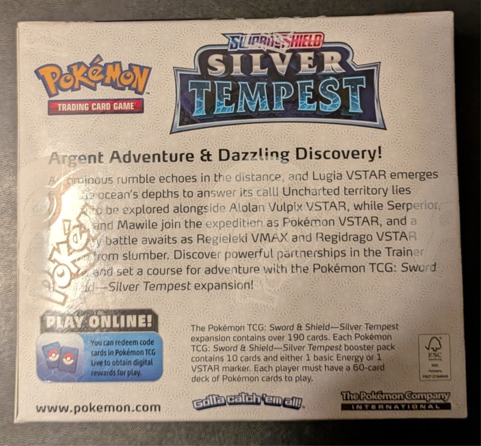 Pokemon Sword & Shield Silver Tempest Booster Box - 36 Packs - Sealed ...
