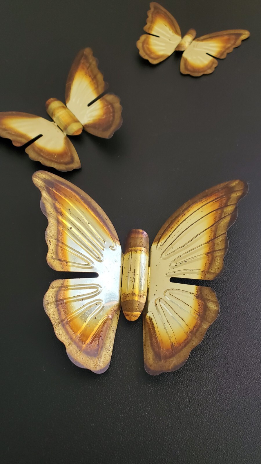 Set Of 3 Brass Wall Decor Hanging Or Display Butterflies 1970"s Style ...