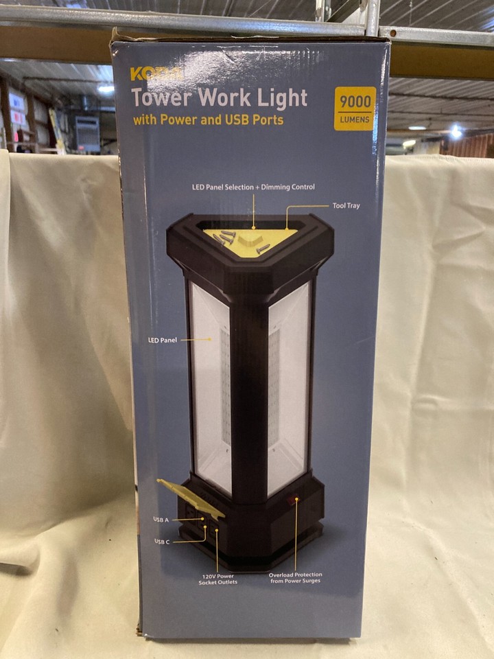 Koda LED Tower Work Light with Power and USB, 9000 Lumens 360 ...