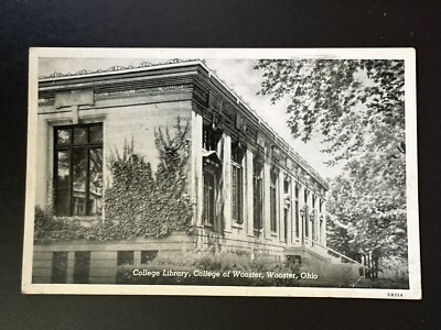 Postcard College Library College of Wooster, Wooster Ohio posted 1946 ...