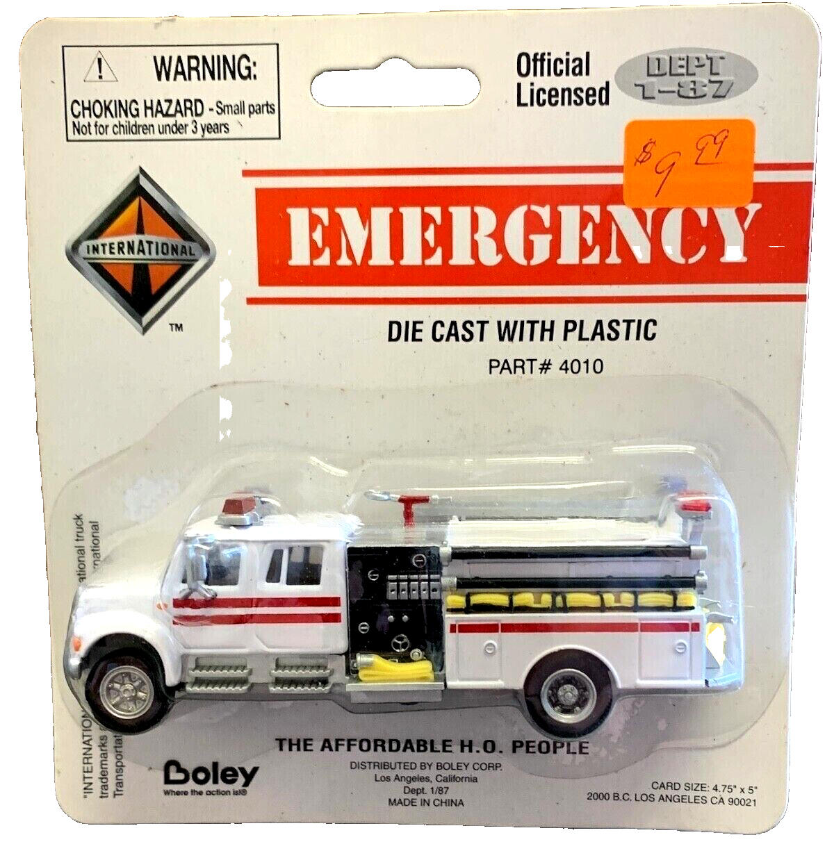 RTR Boley #4010 International FIRE/Emergency Vehicle White-Red HO=1/87 ...