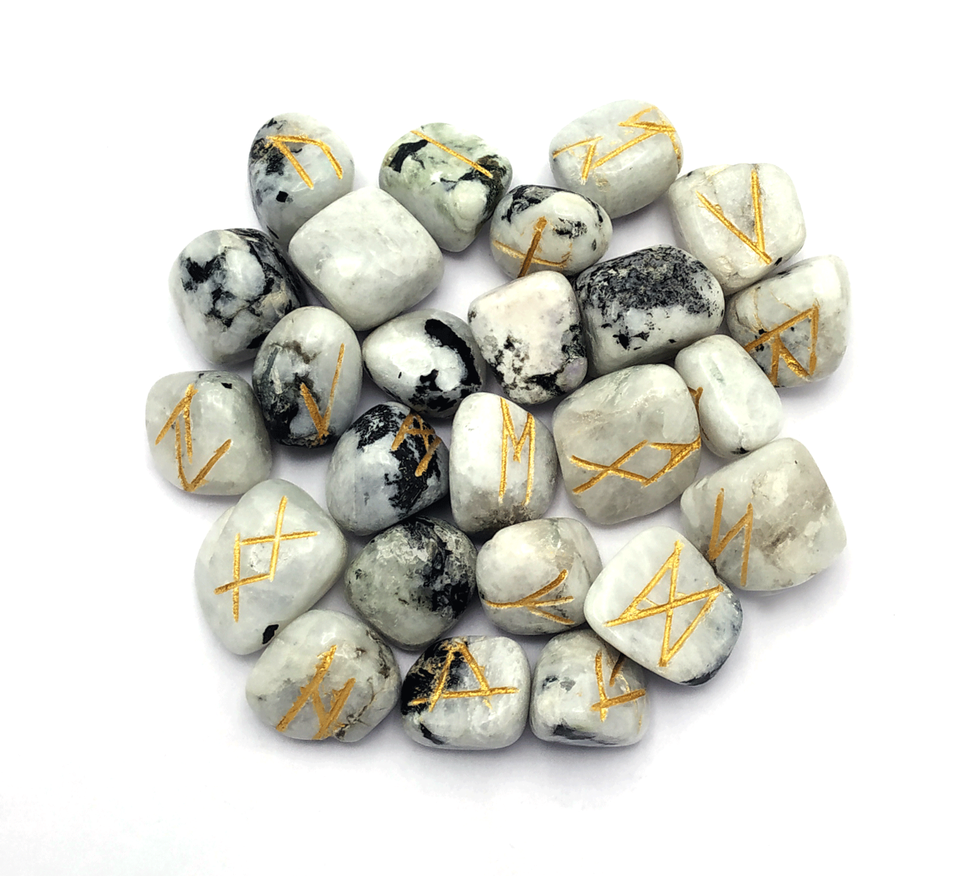 Rainbow Moonstone Runes Crystal Runes Set of 25 Engraved Rune Stones ...