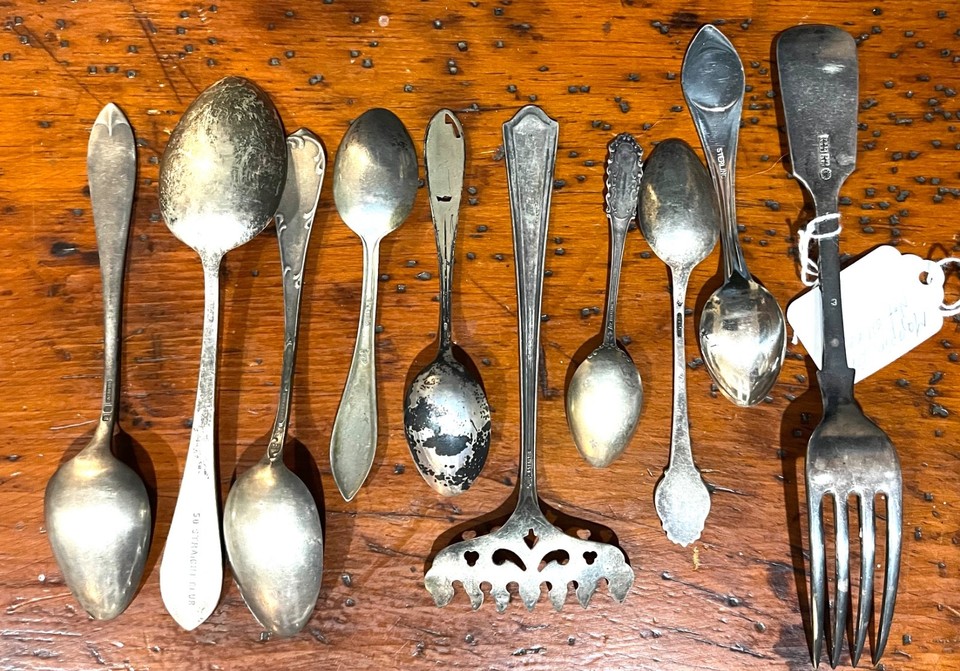 STERLING SILVER FLATWARE MISC LOT SPOONS FORK RAKE MAKER MARKED | eBay