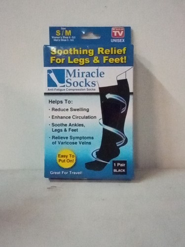 Miracle Socks Anti-Fatigue Compression Socks As Seen on TV® - 1 Pair Black S/M | eBay