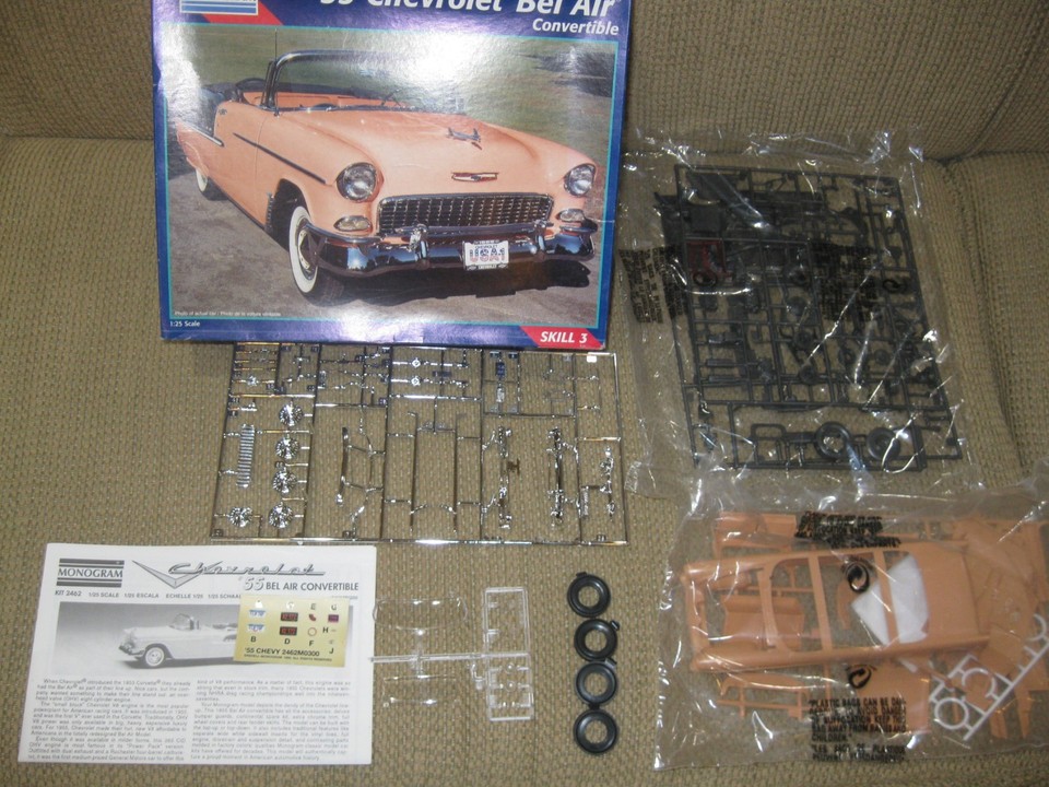 Vintage Monogram 1/25 1955 Chevy Bel Air Convertible Kit, c1995: MINT ...