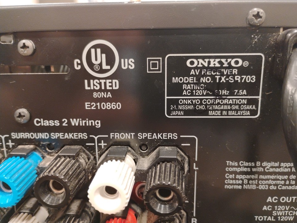 Onkyo TX-SR703 7.1 Channel Audio/Video Receiver Home Theater Surround ...