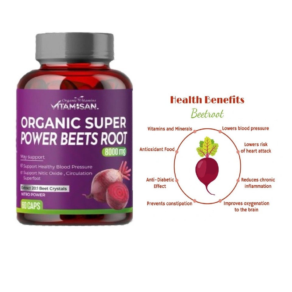 Super Beets Root 800mg-CoQ10 + Collagen - 2 Bottles - 120 Capsules USA ...