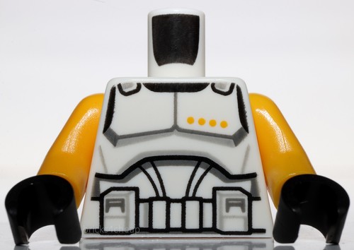 Lego Star Wars White Torso Clone Trooper Commander Bright Light Orange ...