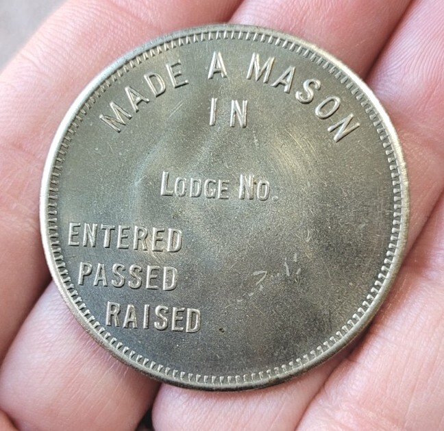 Vintage Blank Made a Mason in Lodge Entered Passed Raised Token Medal ...