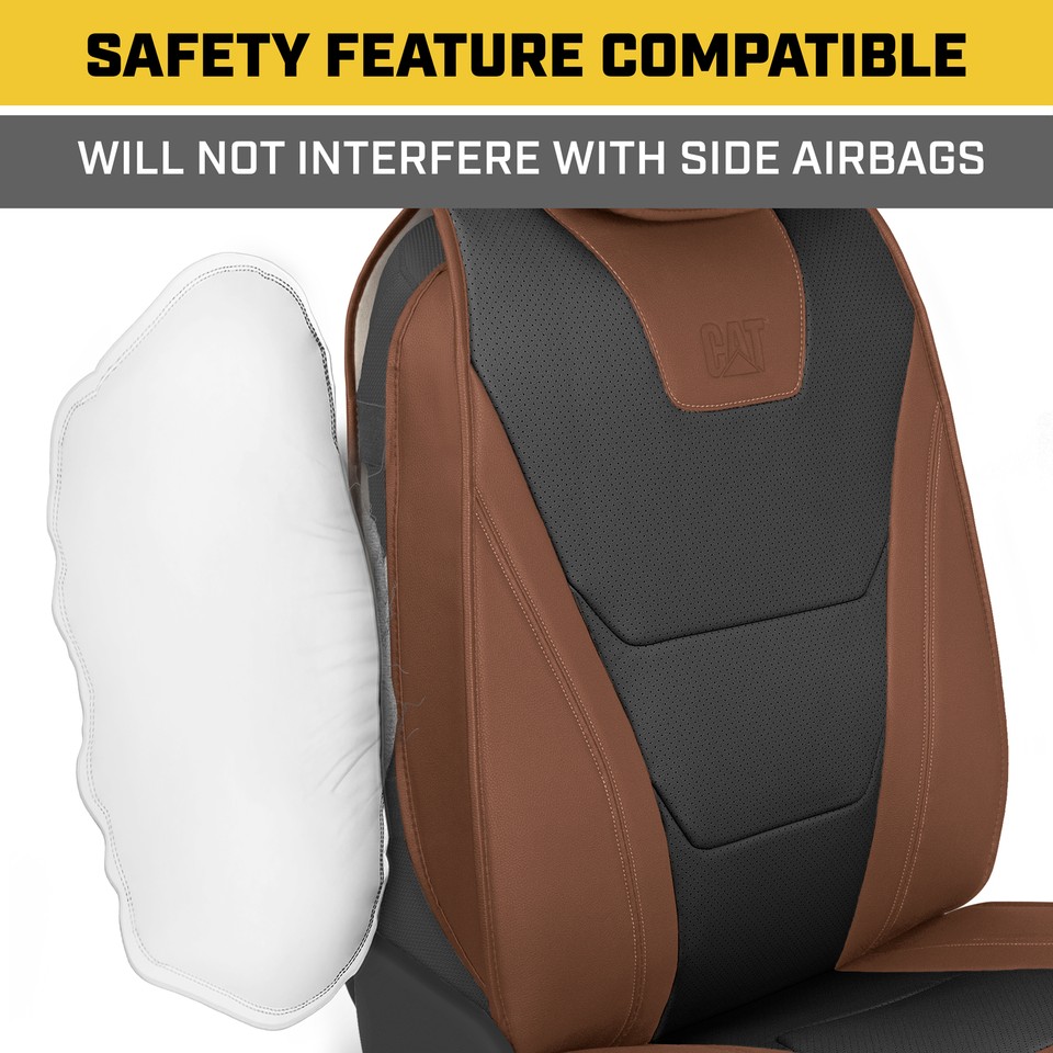 Cat® EDGE Deluxe Car Seat Covers for Front Seats - Premium Faux Leather ...