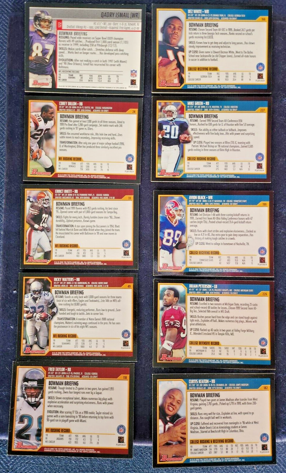 2000 Bowman - Great Value!! - Ricky Watters, Fred Taylor, Corey Dillon ...