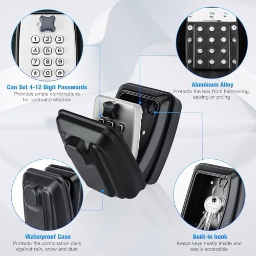 Key Safe Wall Mounted Key Lock Box Outdoor Waterproof Extra Large Key ...