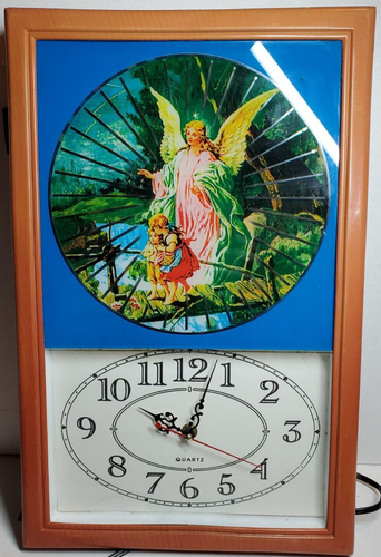 Vintage RARE Angel with kids Hanging Quartz Clock 17"×11" WORKING ...