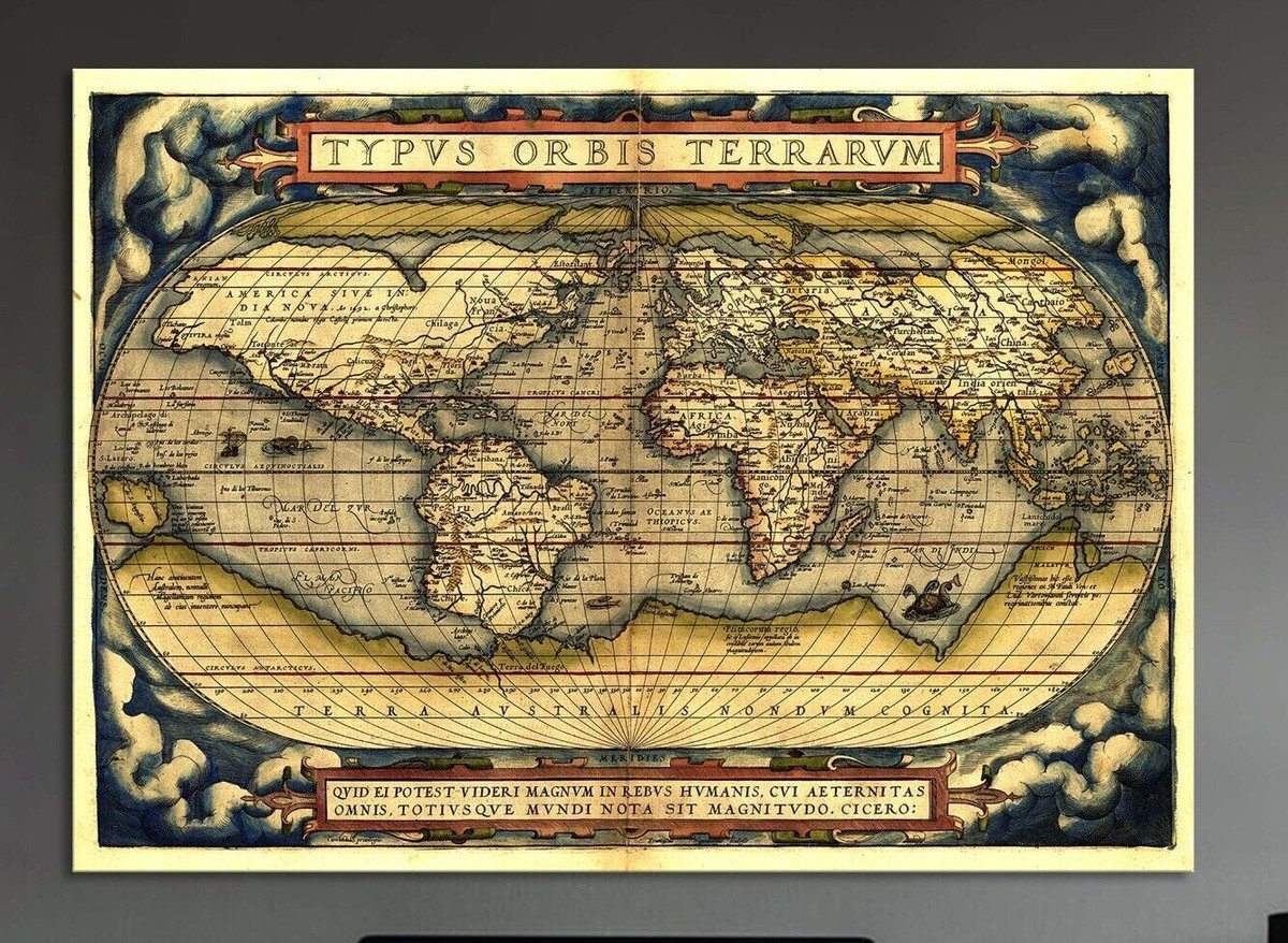 Vintage Illustration Of Old Atlas Map Of World On Ancient Free
