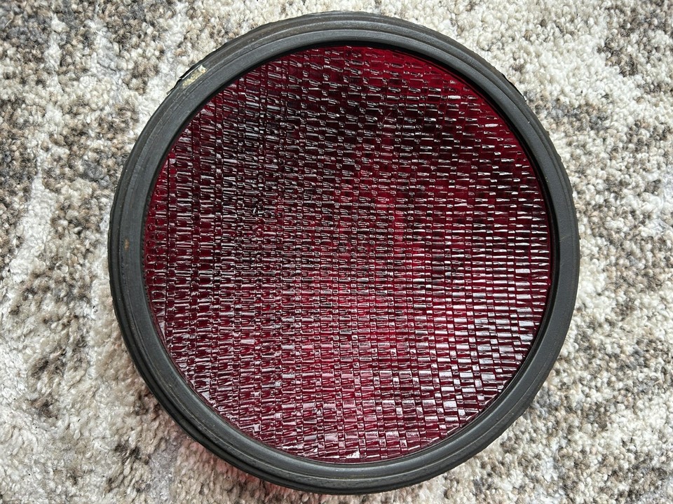 🏴 Red Glass Kopp Railroad Traffic Signal Stop Light Lens 8-3/8" Eagle ...