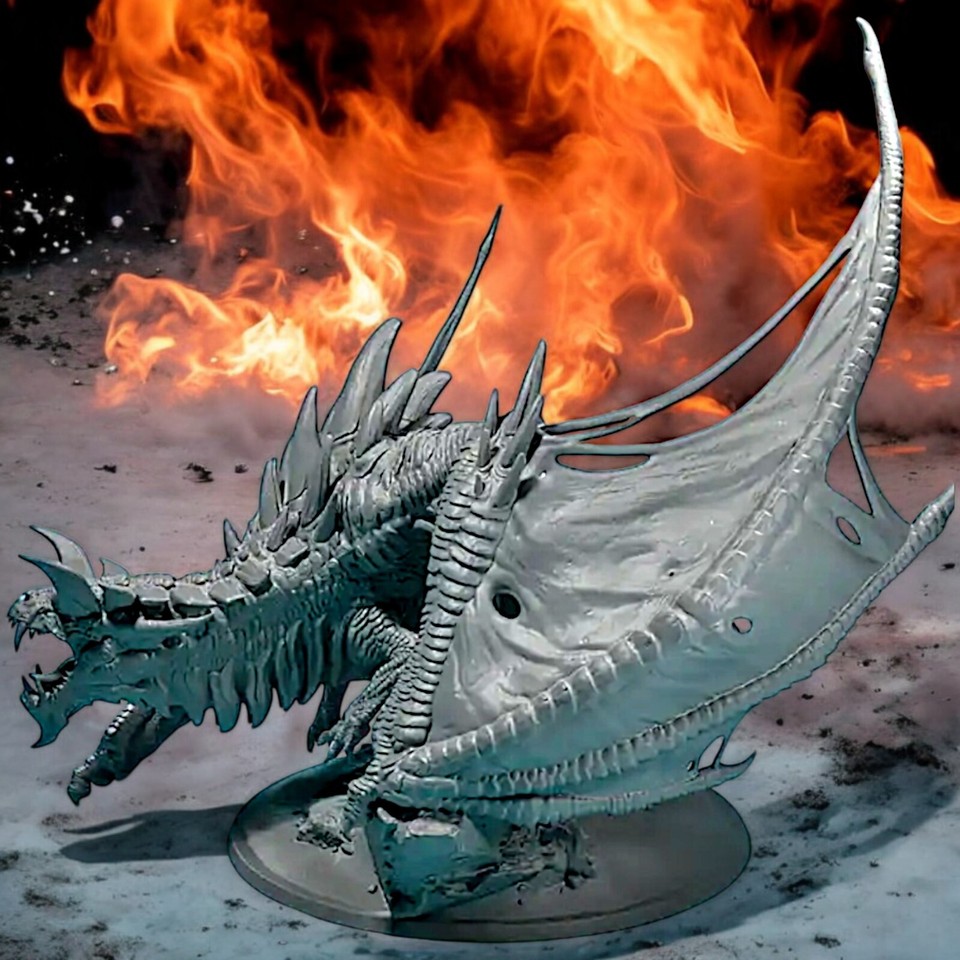 Elder Magma Lava Dragon Miniature DnD Pathfinder RPG Fantasy 28mm ...