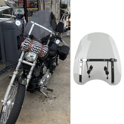 For Harley Dyna Softail Fatboy 7/8" 1" Handlebar Light Smoke Windshield ...