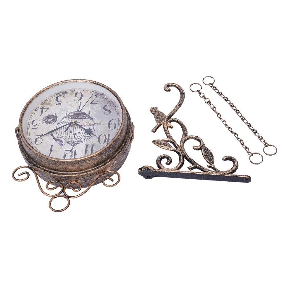 Double Sided Wall Clock Vintage Metal Clock European Style Hanging ...