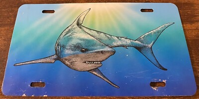 Great White Shark Novelty License Plate Blue Bull | eBay