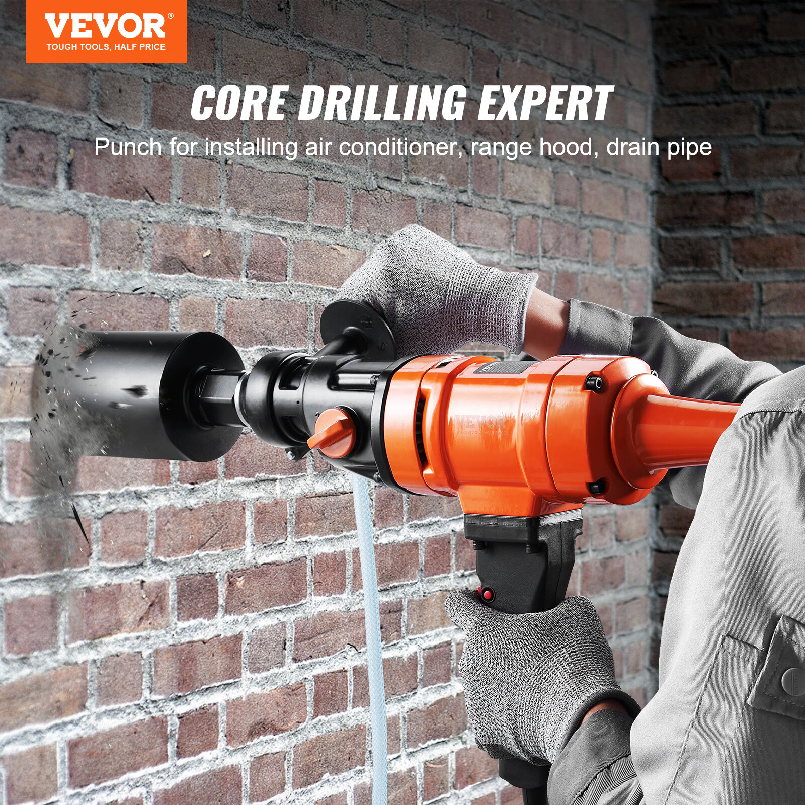 VEVOR Diamond Core Drill Machine Handheld Concrete Core Drill Rig 4in ...