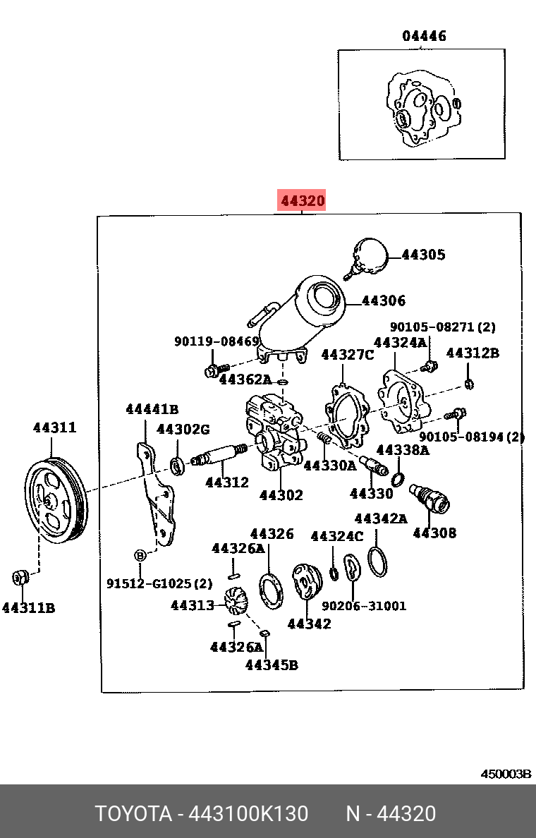 Toyota Genuine 443100K130 Pump ASSY Vane 44310-0k130 for sale online | eBay