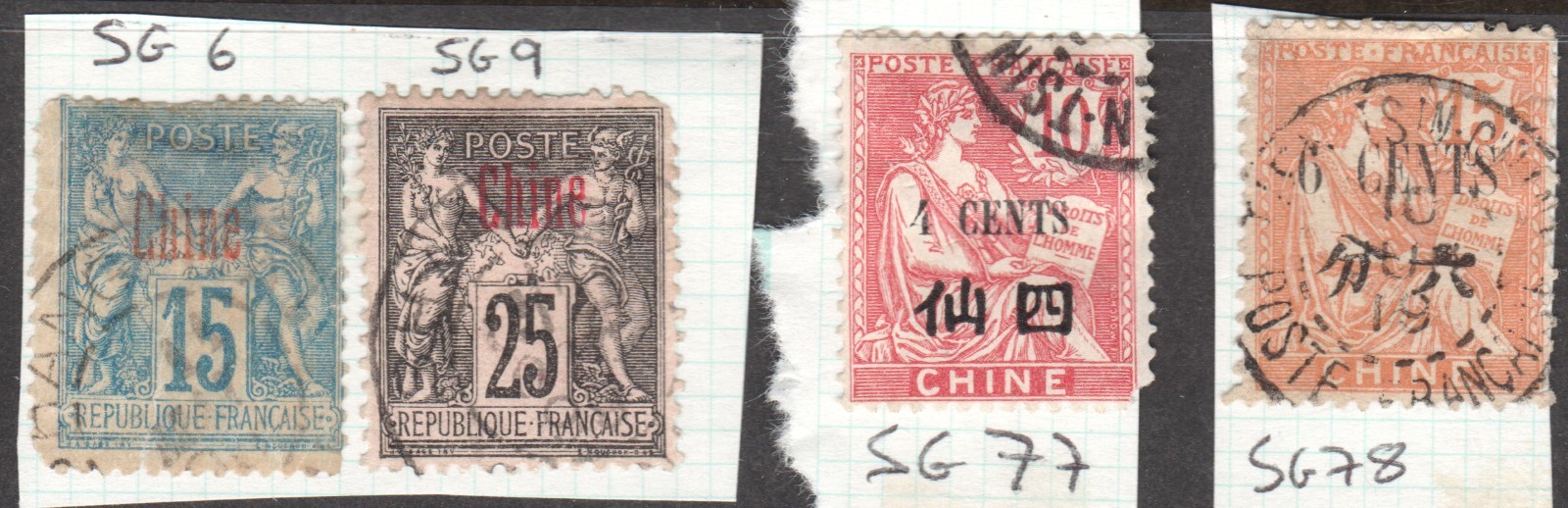 French Post Offices In China - 1894 & 1907 - SG 6, 9, 77 & 78 - Mint ...