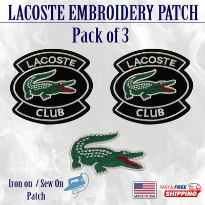 Lacoste Crocodile Logo Patches – Set of 3 – Iron-On or Sew-On ...