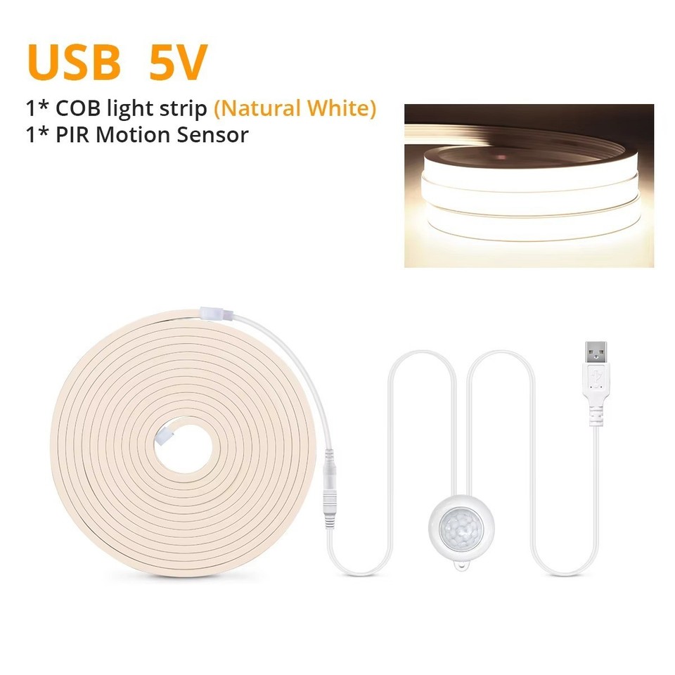Smart PIR Motion Sensor COB LED Strip | Waterproof Neon Light for Home ...