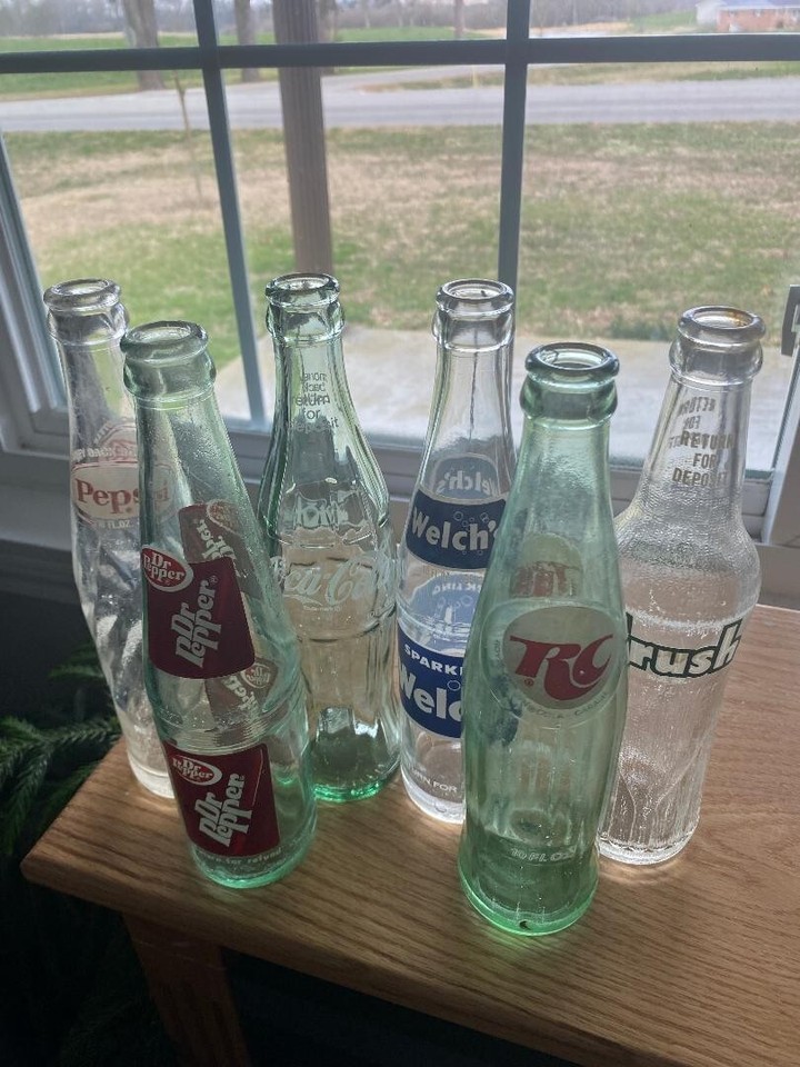 Six Pack Bottles with Six Different brands & with Red Plastic Coke ...