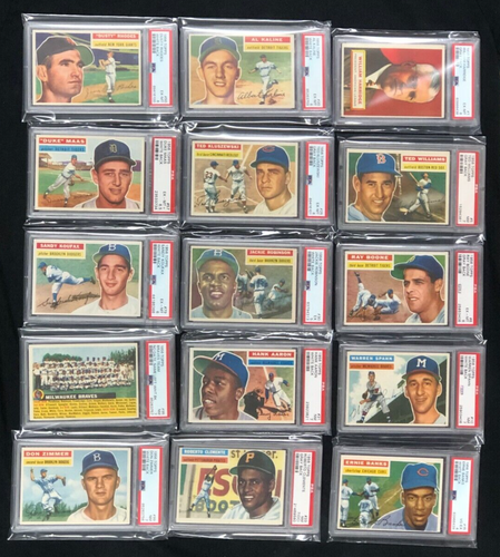 1956 Topps Complete Set w/ 52 PSA Mantle Mays Aaron Koufax Clemente ...
