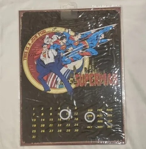 Black Vintage Superman Metal Calendar Plaque - 30 x 41cm - Reusable ...