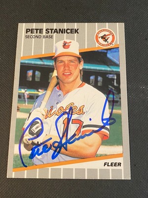 Pete Stanicek Signed 1989 Fleer Card Auto Baltimore Orioles Autograph ...