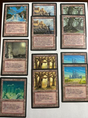 Set of 9 Fallen Empires Lands Magic the Gathering cards MTG Rainbow ...