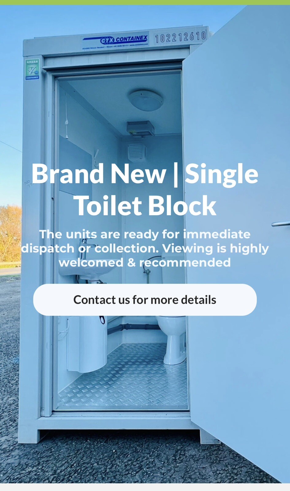 New Single Toilet Block | 5x5ft | WC | Light Grey | Container Toilet ...