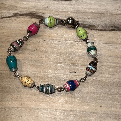 Multicolor Handmade Bracelet with Recycled Paper Beads, Bead Of Life ...