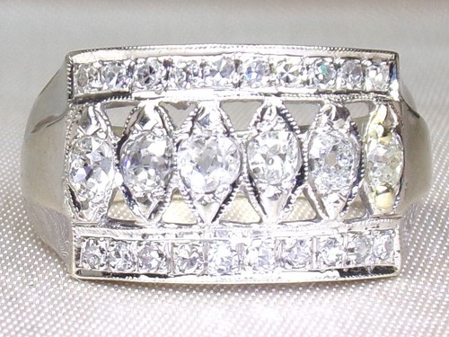 14k White Gold .585 Diamond-.68 tcw Wide Band Fine Ring-Size 7 | eBay