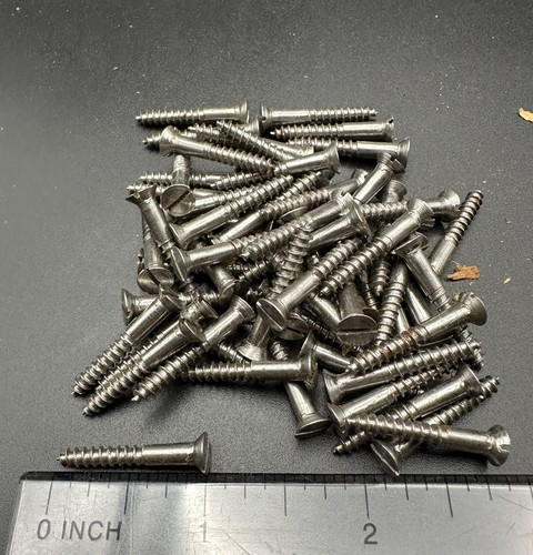Vintage #6 Gauge x 1” Length * Slotted Flat-Head Steel Wood Screws ...