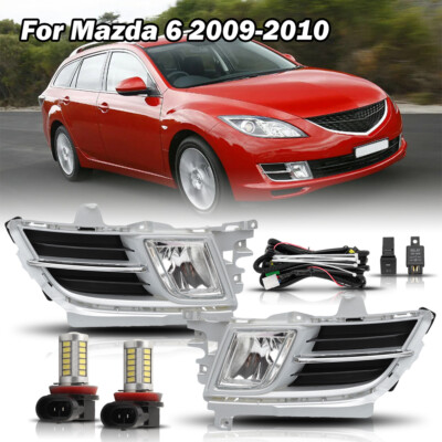 For 2009-2010 Mazda 6 LED Front Fog Light Lamps+Chrome Covers+Wiring ...