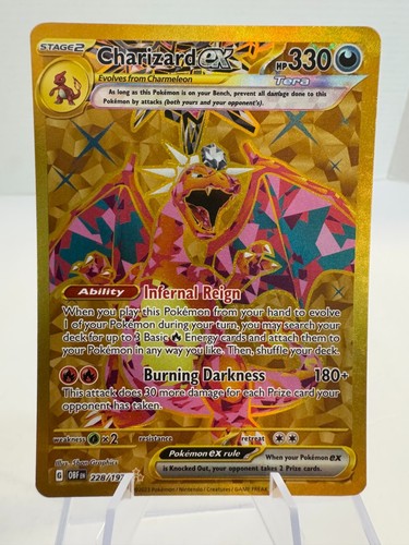 Pokemon Obsidian Flames Charizard ex 228/197 Hyper Gold Rare Full Art ...