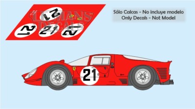 Decals Ferrari 330 P4 Le Mans Test 1967 21 1:32 1:24 1:43 1:18 slot ...