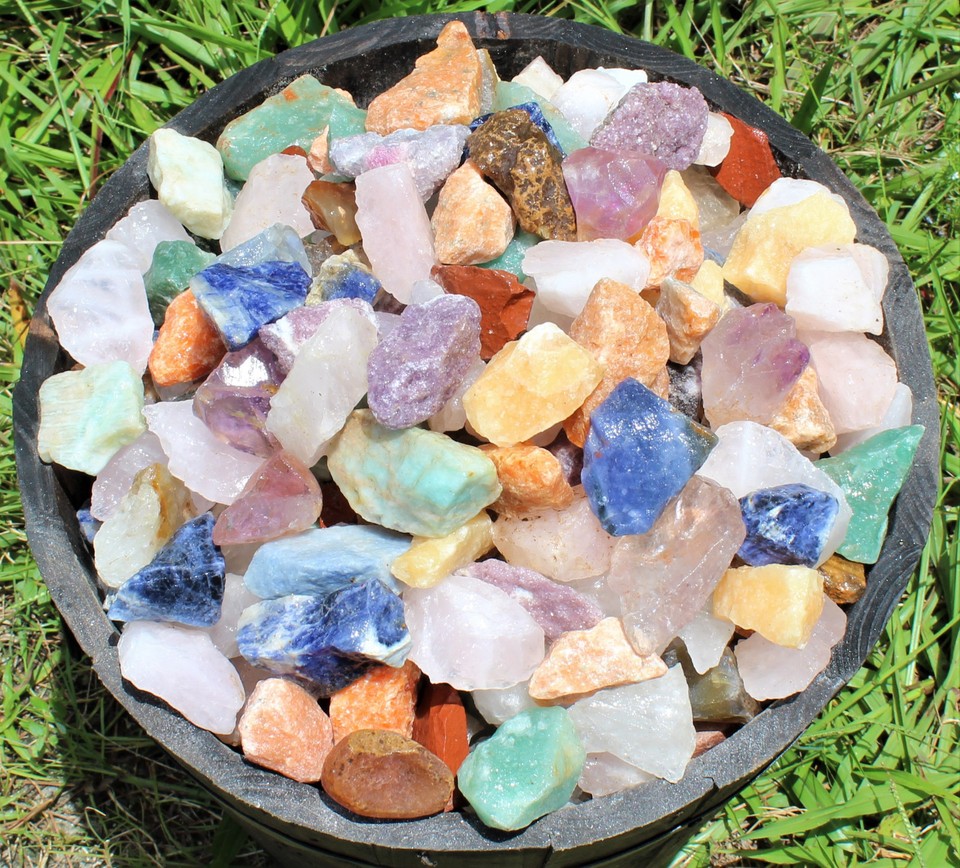 2 lb Bulk Lot Brazil Mix (Large Natural Rough Tumbling Tumbler Rocks ...